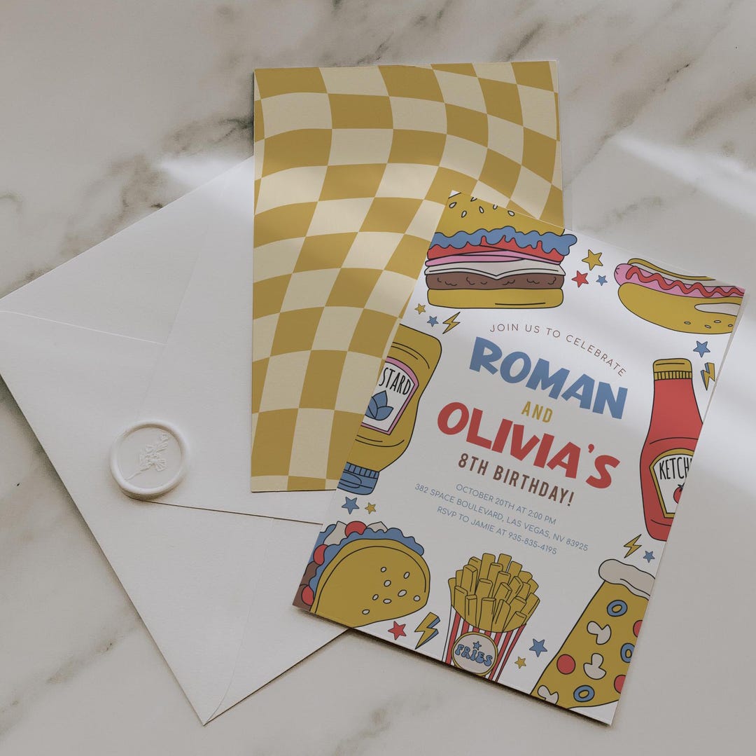 Fast Food Birthday Party Invitation, Editable Food Themed Birthday ...
