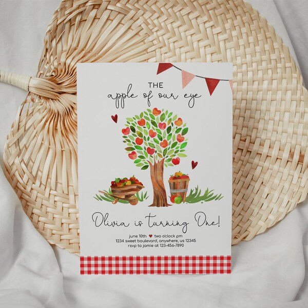 Apple Birthday Invitations - Etsy