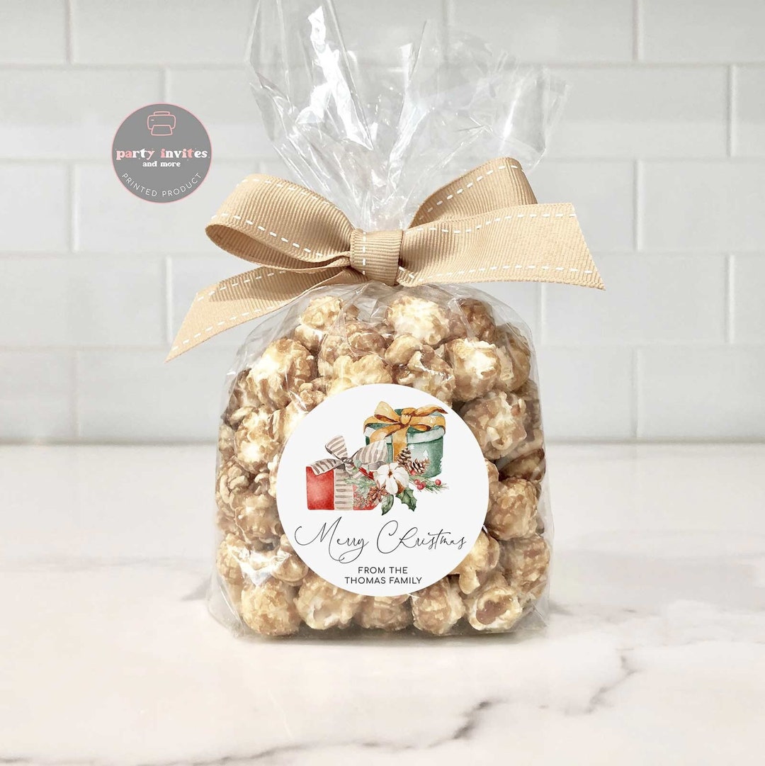 Personalized Christmas Treat Bag Stickers Custom Holiday Treat Bag ...