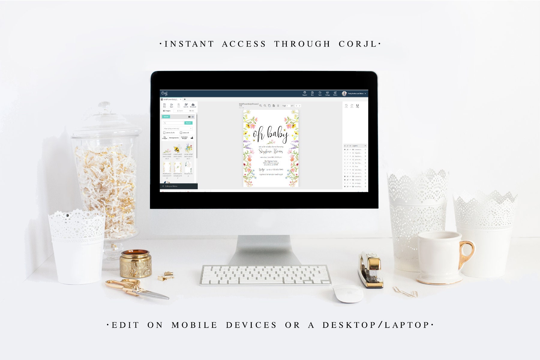 Editable Wildflower Birthday Invitation Watercolor Floral - Etsy