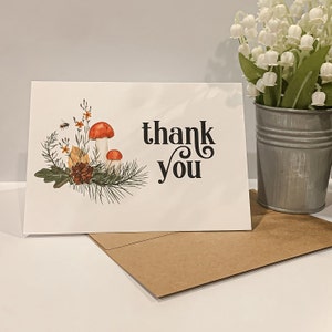Woodland Mushroom Thank You Card, Printed Baby Shower Thank You Card ...