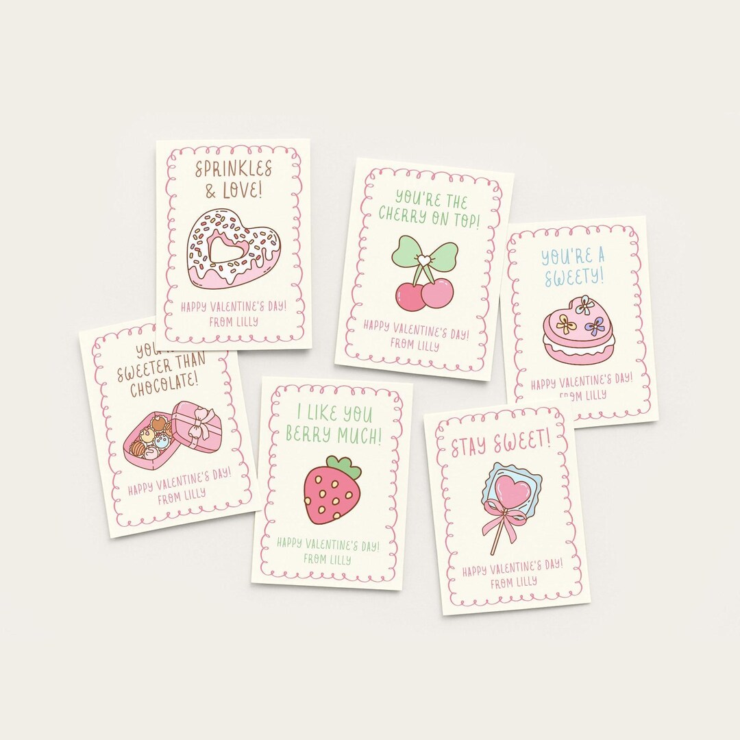 Preppy Treat Themed Valentine's Day Classroom Cards, Printed and ...