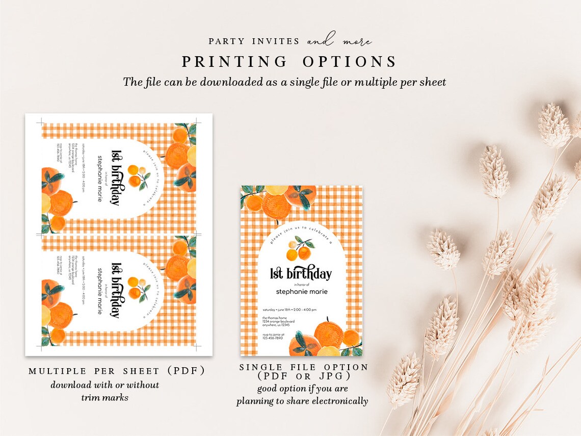 Orange Birthday Invitation Citrus Birthday Party Invite - Etsy