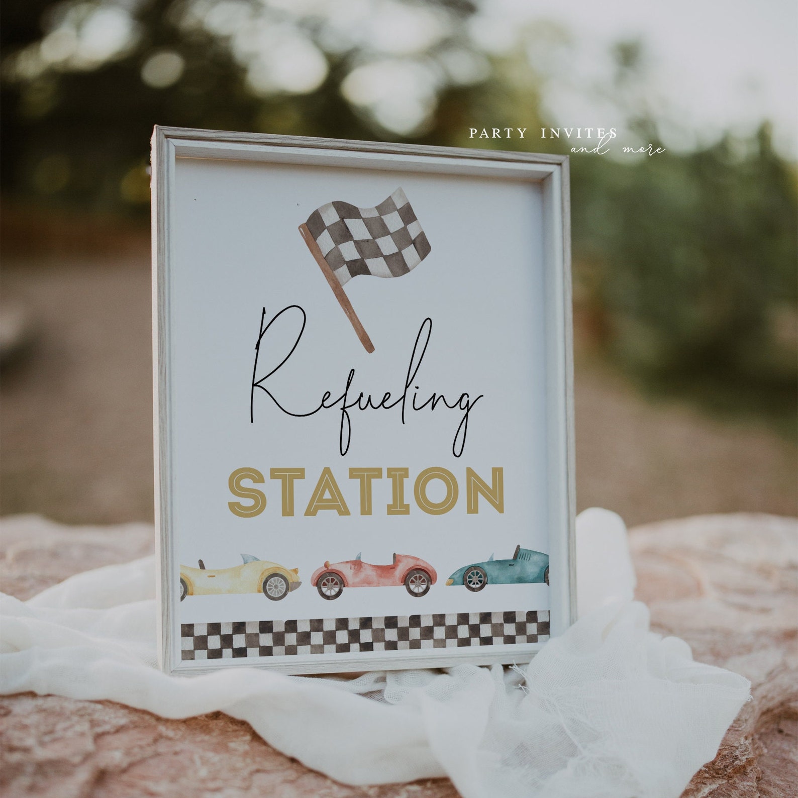 Race Car Party Signs, Retro Race Car Birthday Signs, Racing Party Table ...