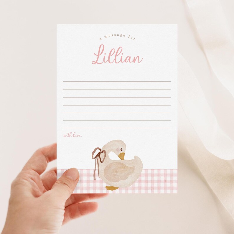 Pink Gingham and Goose Birthday Time Capsule Sign and Message Cards ...