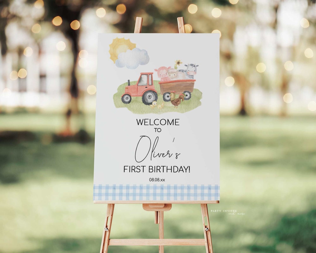 Farm Birthday Party Welcome Sign, Farm Animals Baby Shower Welcome Sign ...