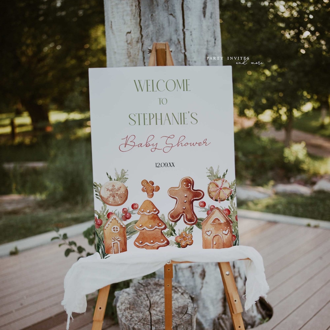 Christmas Gingerbread Cookie Baby Shower Welcome Sign - Etsy