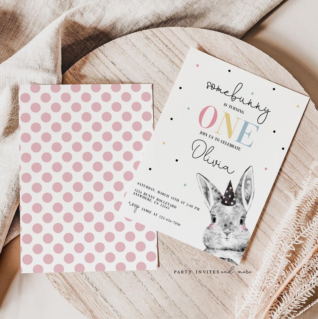 Editable Bunny Birthday Invitation, Bunny Party Invite, Rabbit Birthday ...