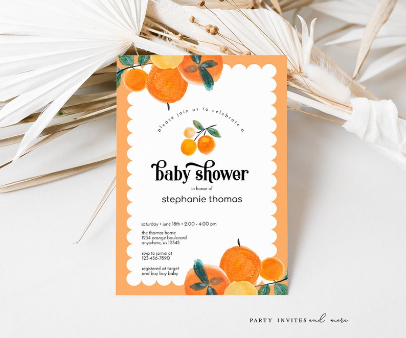 Editable Orange Baby Shower Invitation Bundle Citrus Baby - Etsy