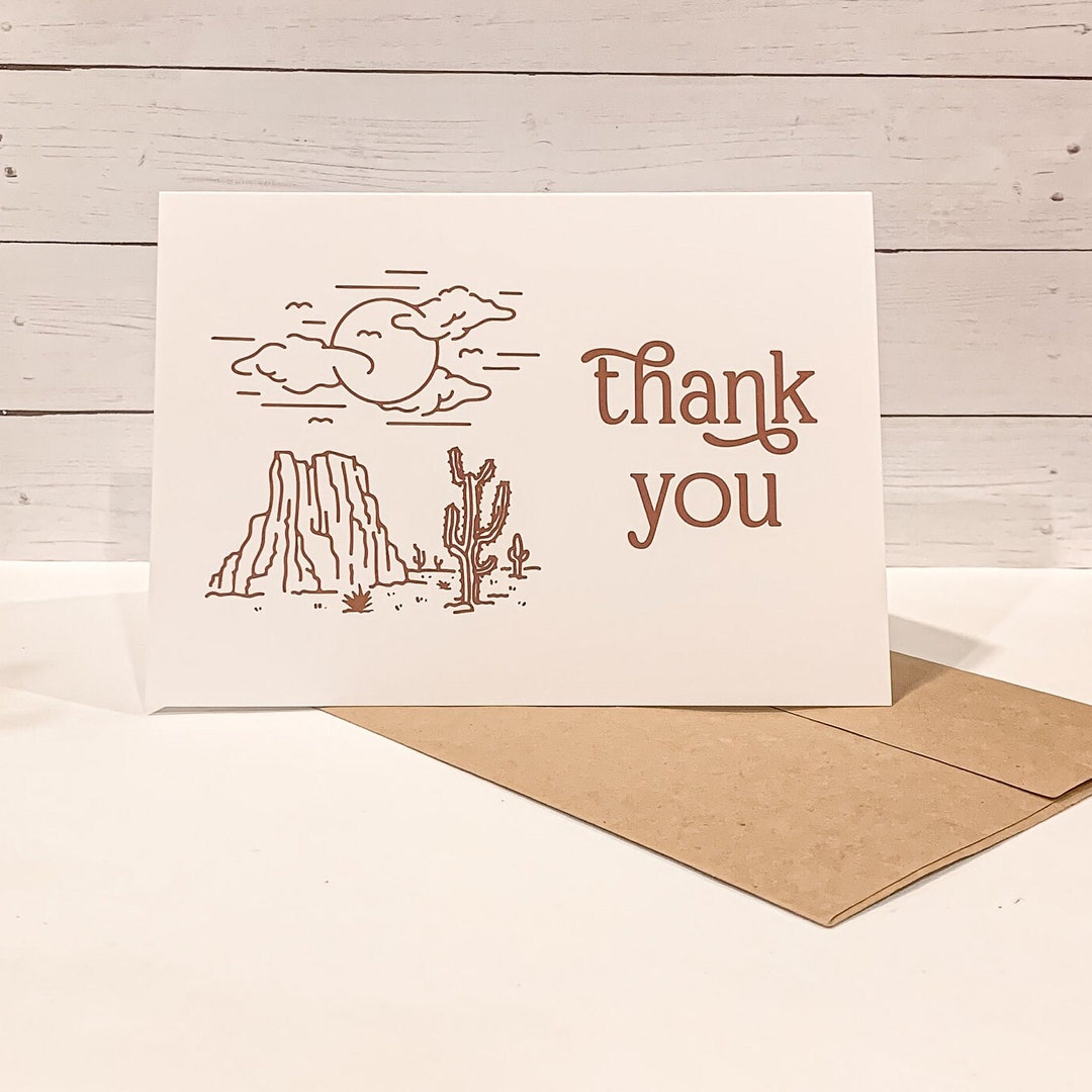Desert Landscape Folded Wedding or Baby Shower Thank You Cards | Set of ...