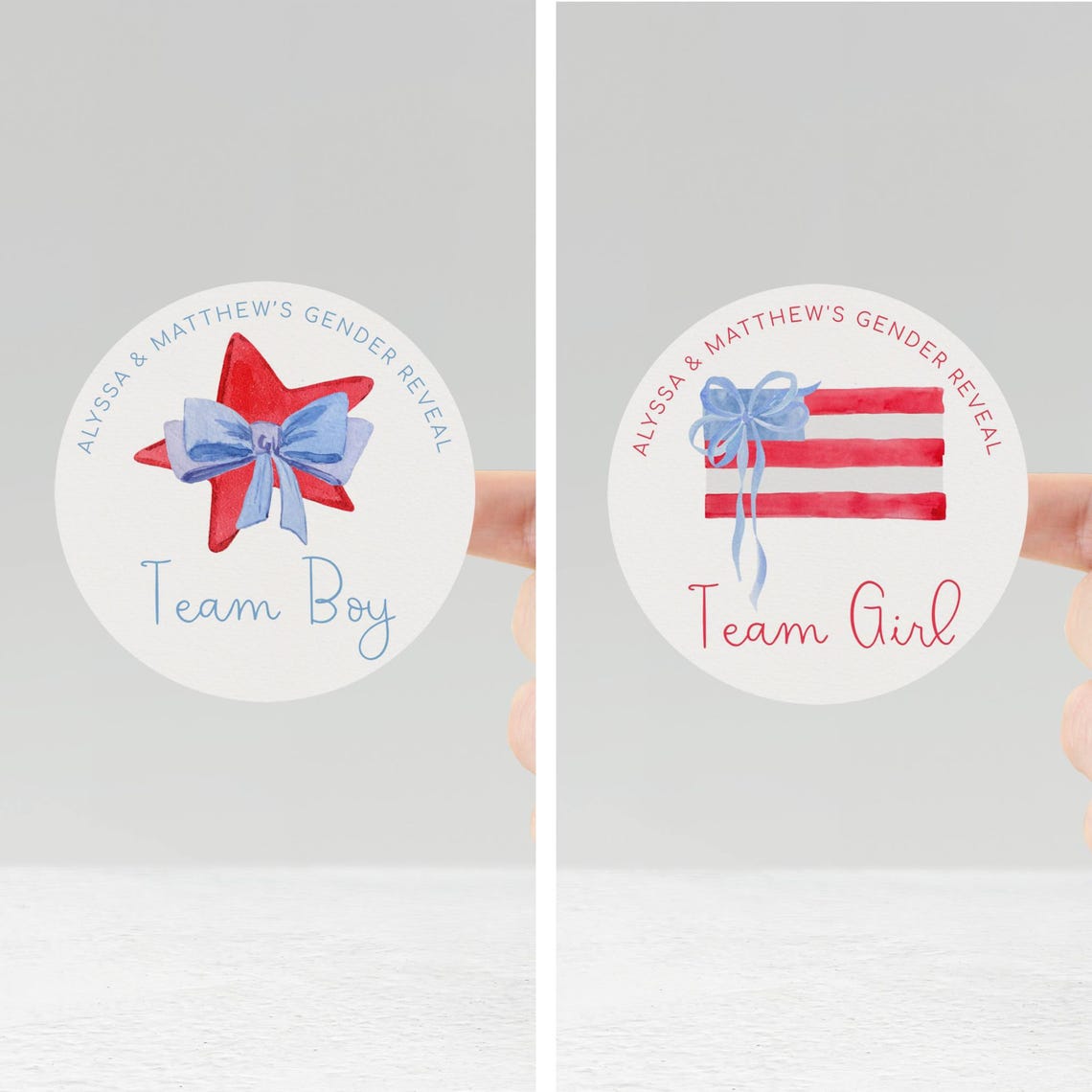 4th of July Gender Reveal Party Stickers, Fourth of July Team Boy or ...