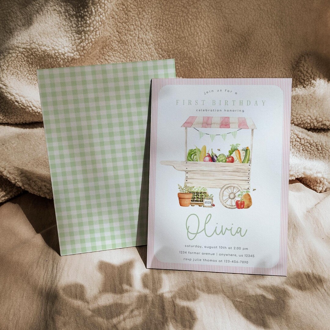 Farmers Market Birthday Invitation, Editable Fruit and Vegetables ...