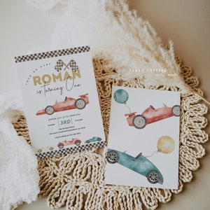 Editable Race Car First Birthday Invitation Bundle, Racing Party 1st ...