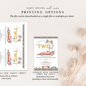 Editable Race Car First Birthday Invitation Bundle, Racing Party 1st ...