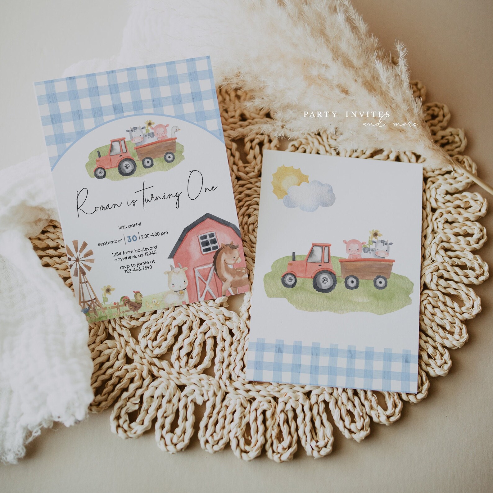 Editable Farm Birthday Invitation Boy Farm First Birthday - Etsy