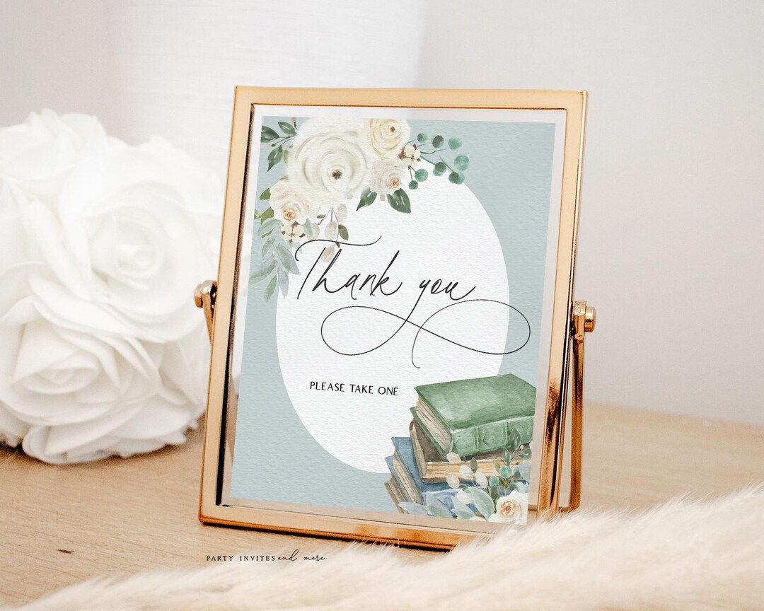Book Baby Shower Thank You Table Sign, Baby Shower Sign, Favors Table ...