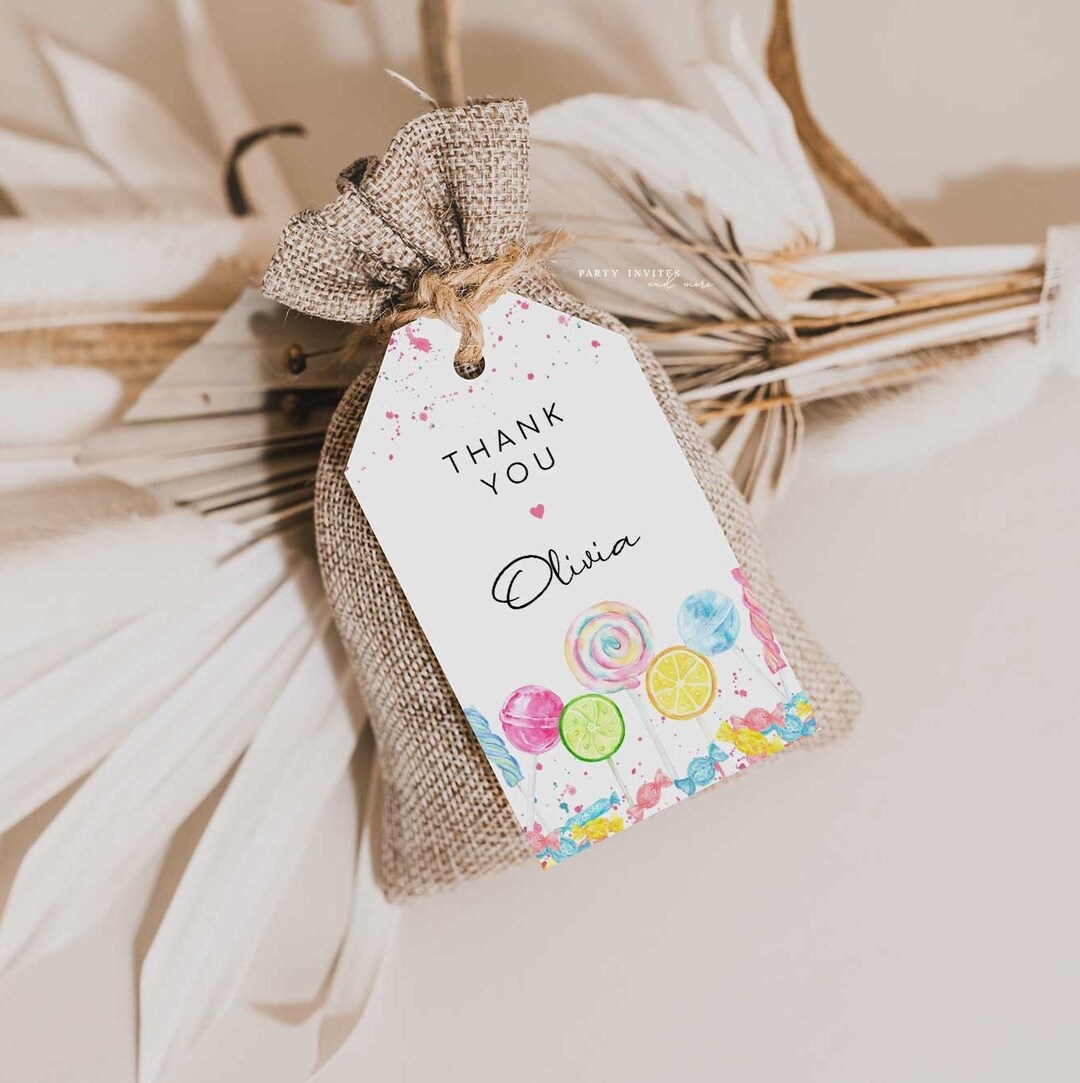 Candy Birthday or Baby Shower Favor Tag, Editable Sweet Shop Gift Tag ...
