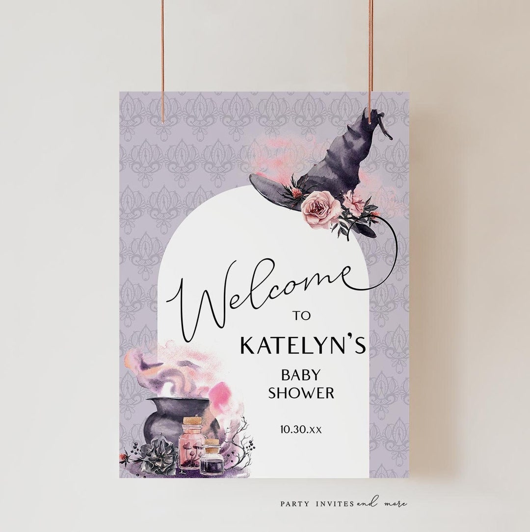Editable Witch Baby Shower Welcome Sign, Witch Birthday Party Welcome ...