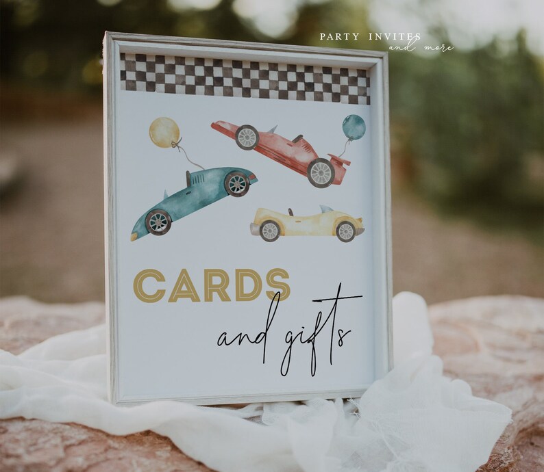 Race Car Party Signs, Retro Race Car Birthday Signs, Racing Party Table ...