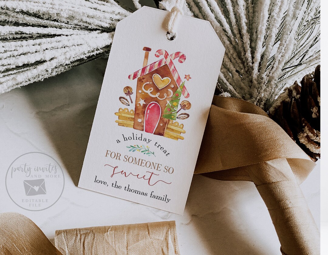 Editable Gingerbread House Gift Tags, Printable Hang Tag, Christmas ...