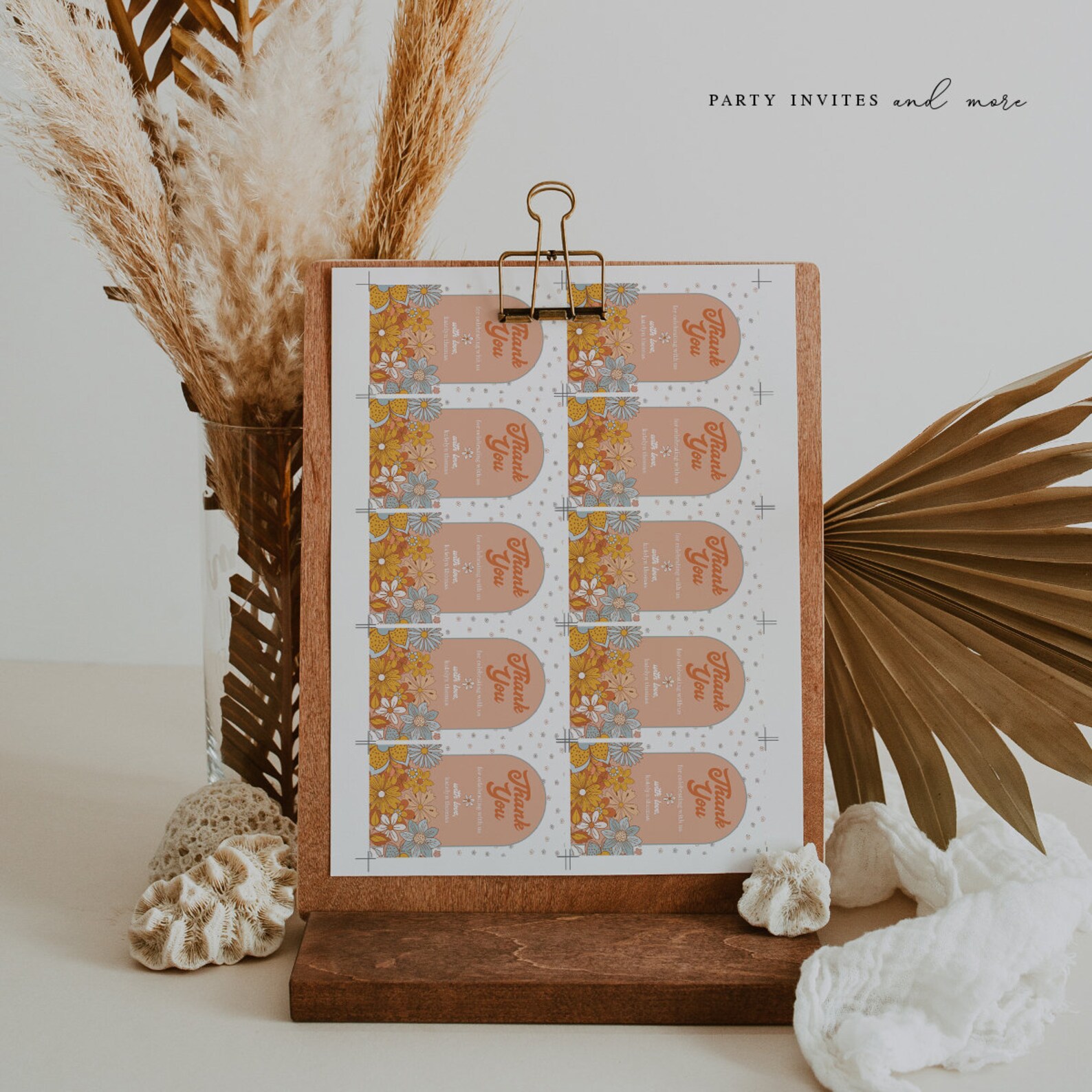 Groovy Retro Thank You Tag Baby Shower Hang Tag Birthday - Etsy