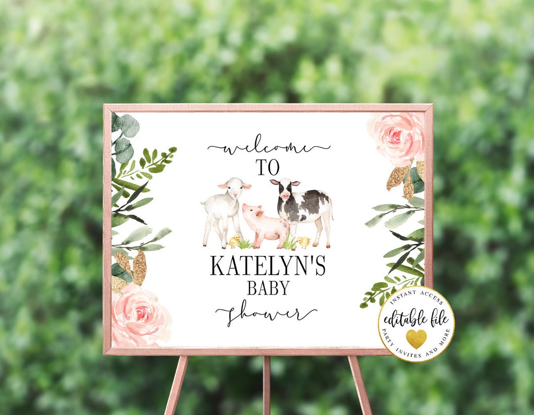 Farm Baby Shower Welcome Sign Farm Animals Welcome Sign - Etsy