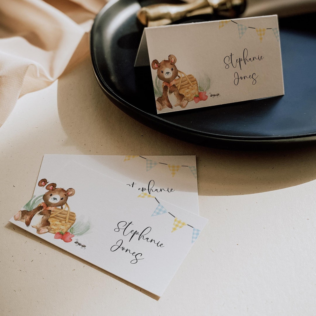 Teddy Bear Picnic Place Card Table Tent, Custom Picnic in the Park ...
