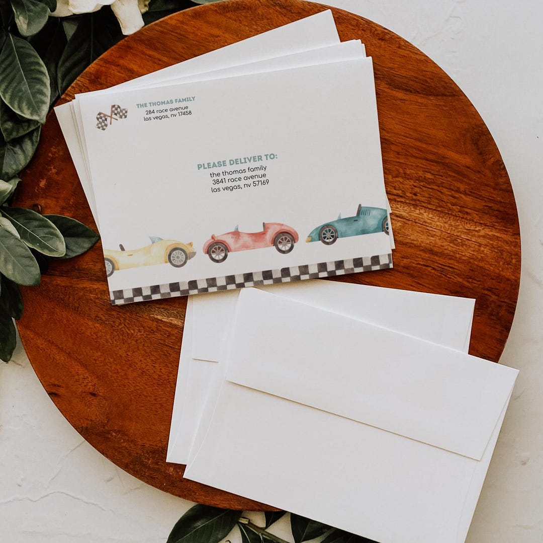 Race Car Envelope Template, Printable Envelope Address Template With ...