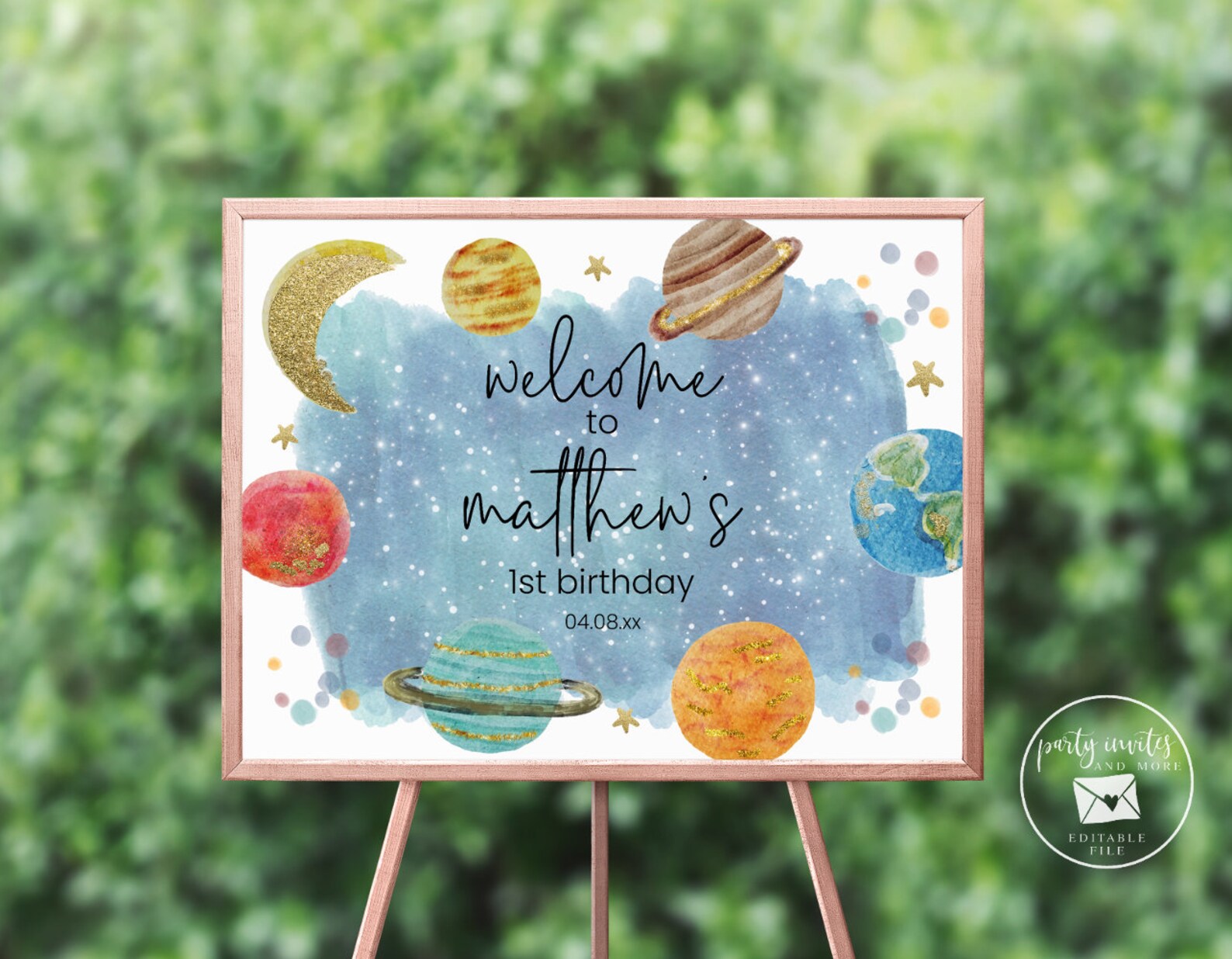 Space Baby Shower Welcome Sign Editable Outer Space Welcome - Etsy
