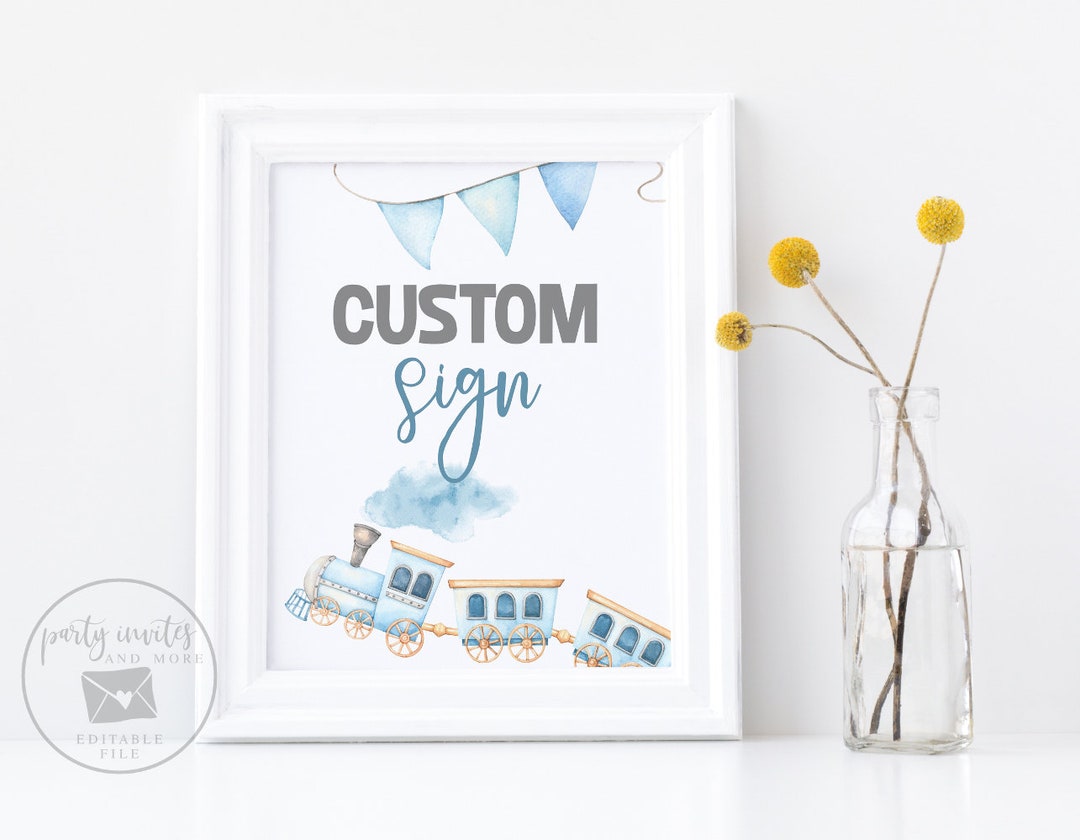 Editable Train Sign, Custom Train Party Sign, Transportation, Birthday ...