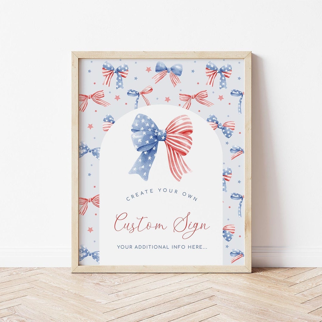 4th of July Birthday Party Custom Sign, Editable July 4th Baby Shower ...