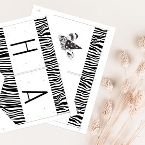 Zebra Birthday Banner, Safari Animals Happy Birthday Banner, Printable ...