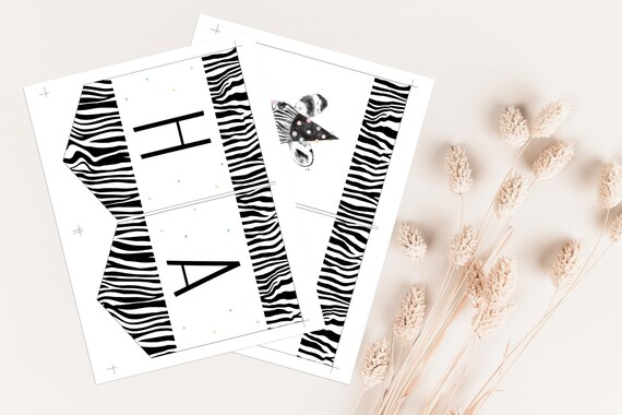 Zebra Happy Birthday Banner Printable Animal Print Leopard Zebra