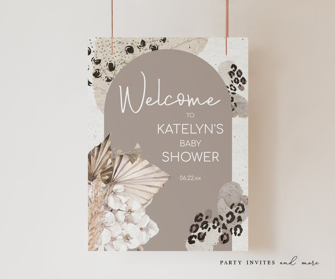 Editable Leopard Welcome Sign Safari Baby Shower Poster - Etsy