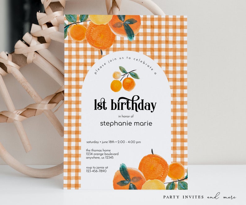 Orange Birthday Invitation Citrus Birthday Party Invite - Etsy