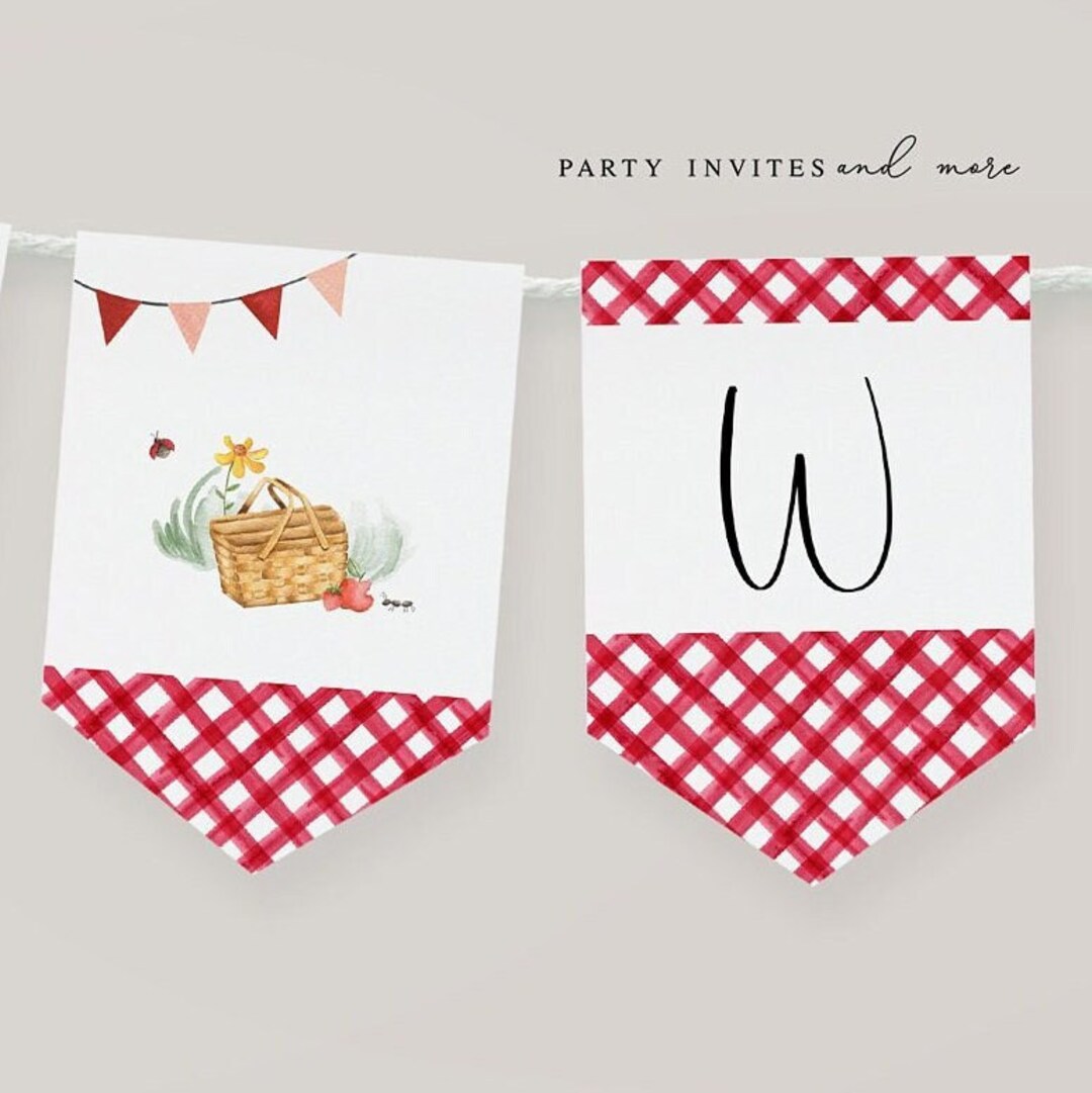 Editable Picnic Themed Birthday or Baby Shower Banner, Printable Picnic ...
