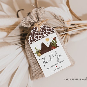 Cowboy Birthday Thank You Tag, Western Party Favor Tag, Wild West ...
