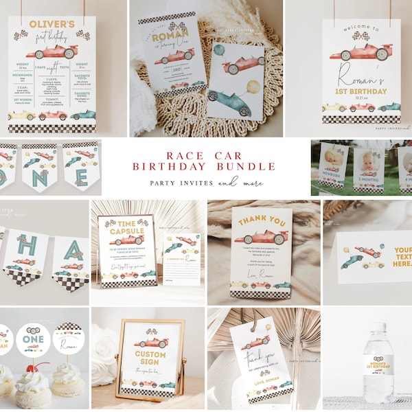 Cars First Birthday Invitations - Etsy