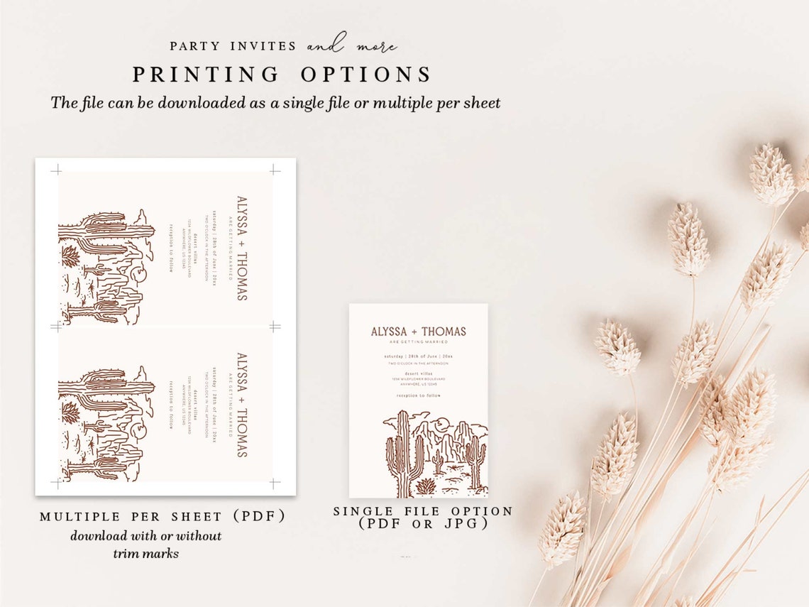 Desert Landscape Wedding Invitation Set | Cactus Wedding Invitation ...