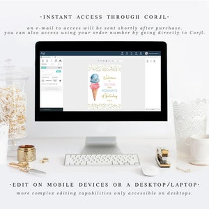 Editable Ice Cream Welcome Sign, Pink and Blue Ice Cream Birthday ...