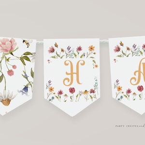Editable Wildflower Banner, Custom Floral Birthday or Baby Shower ...