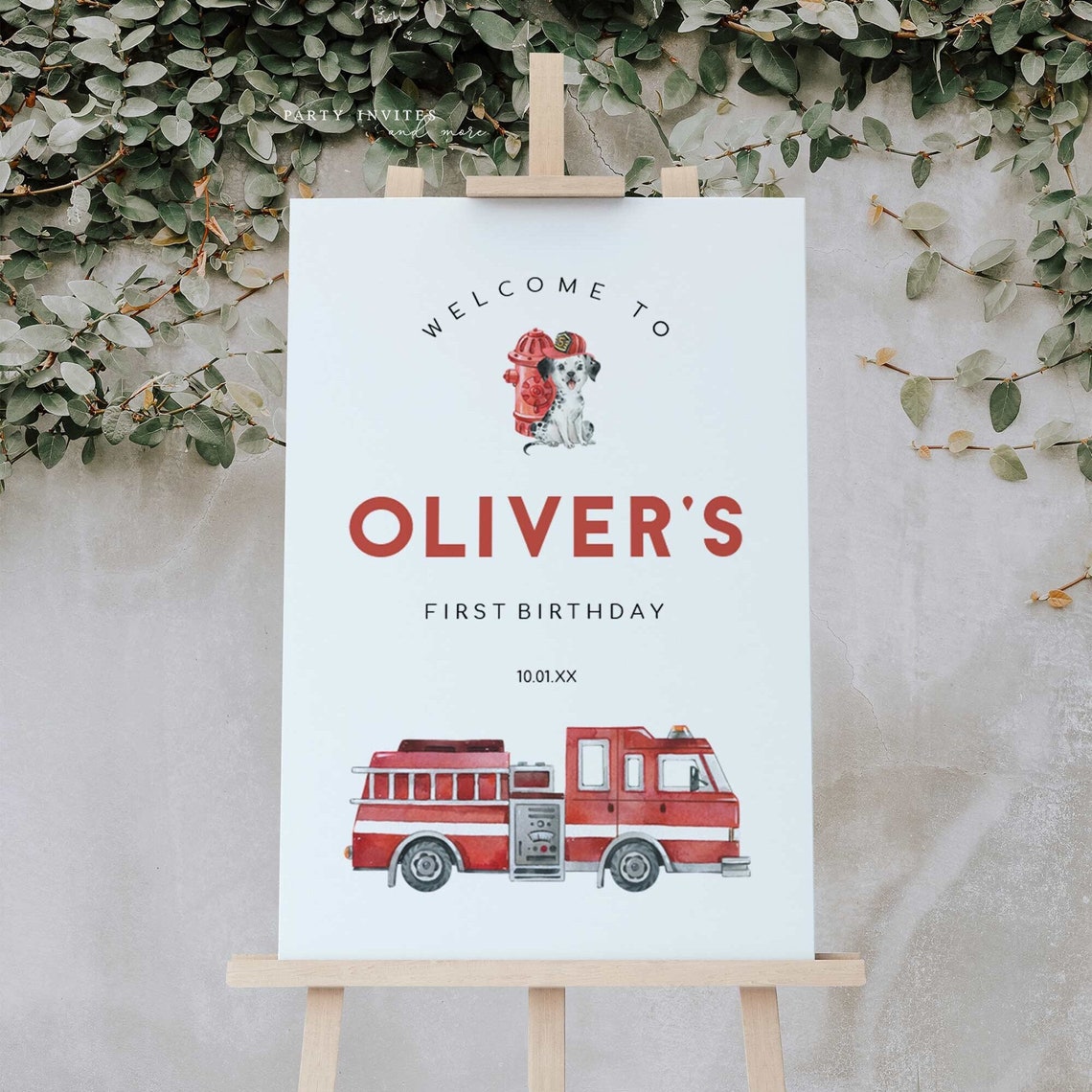 Fire Truck Birthday or Baby Shower Welcome Sign, Editable Firefighter ...