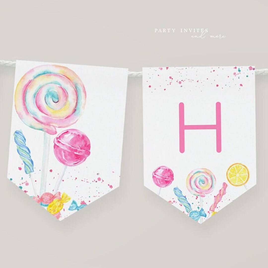 Editable Candy Themed Baby Shower or Birthday Banner, Sweet Shop Custom ...