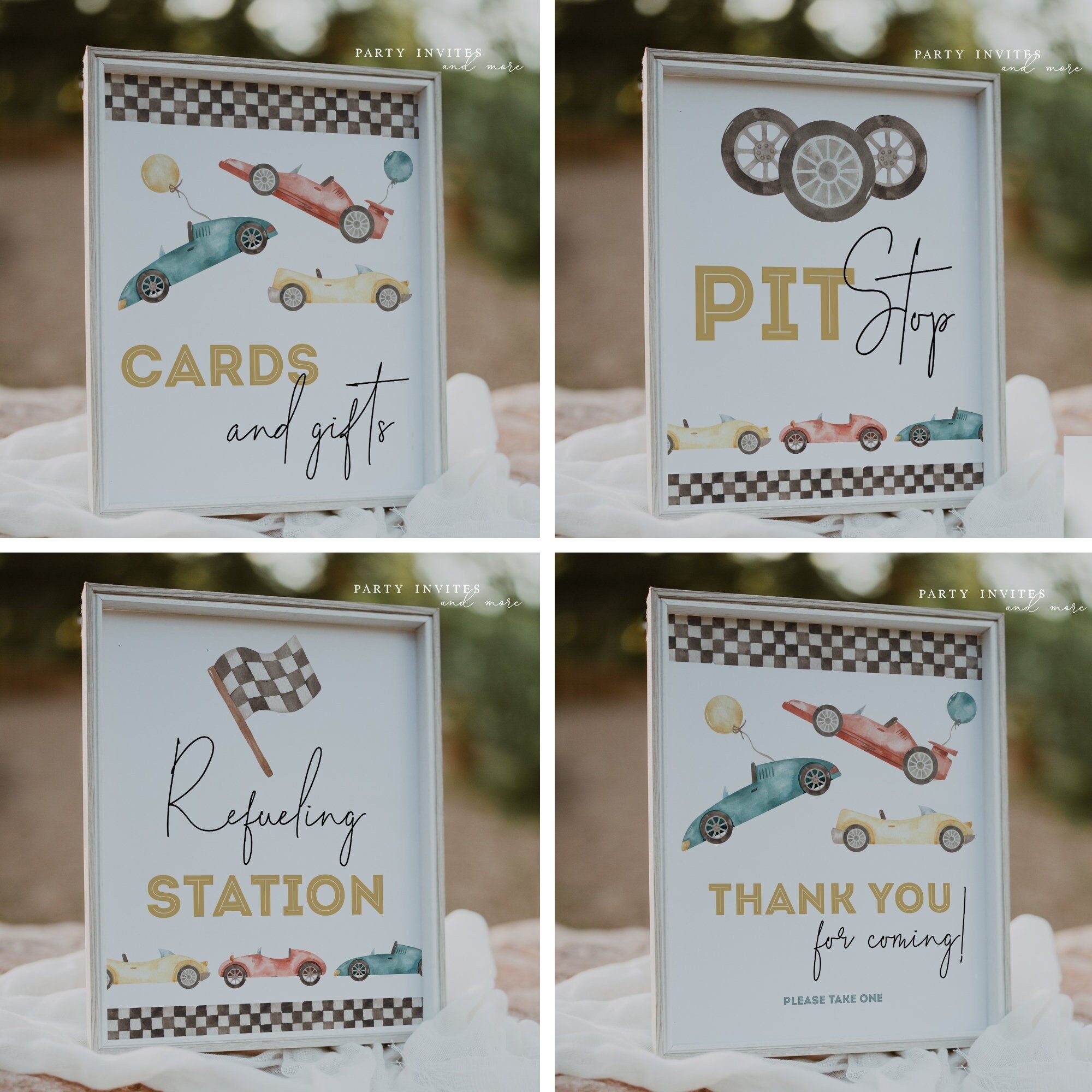 Race Car Party Signs Retro Race Car Birthday Signs Racing - Etsy Canada