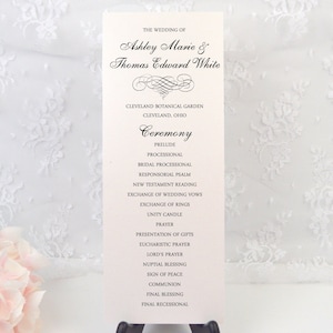 PRINTED Wedding Ceremony Program, Custom Program, Long Tea Length ...