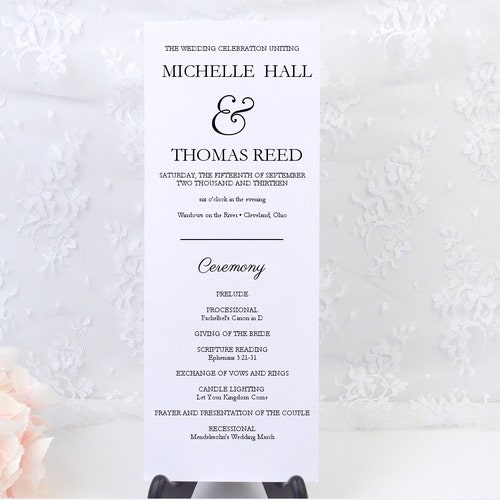 PRINTED Wedding Ceremony Program Custom Program Long Tea - Etsy