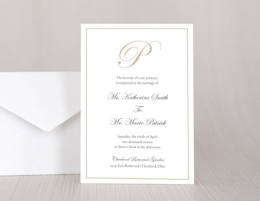 Elegant Monogram Wedding Invitation Classy Classic Chic Simple ...