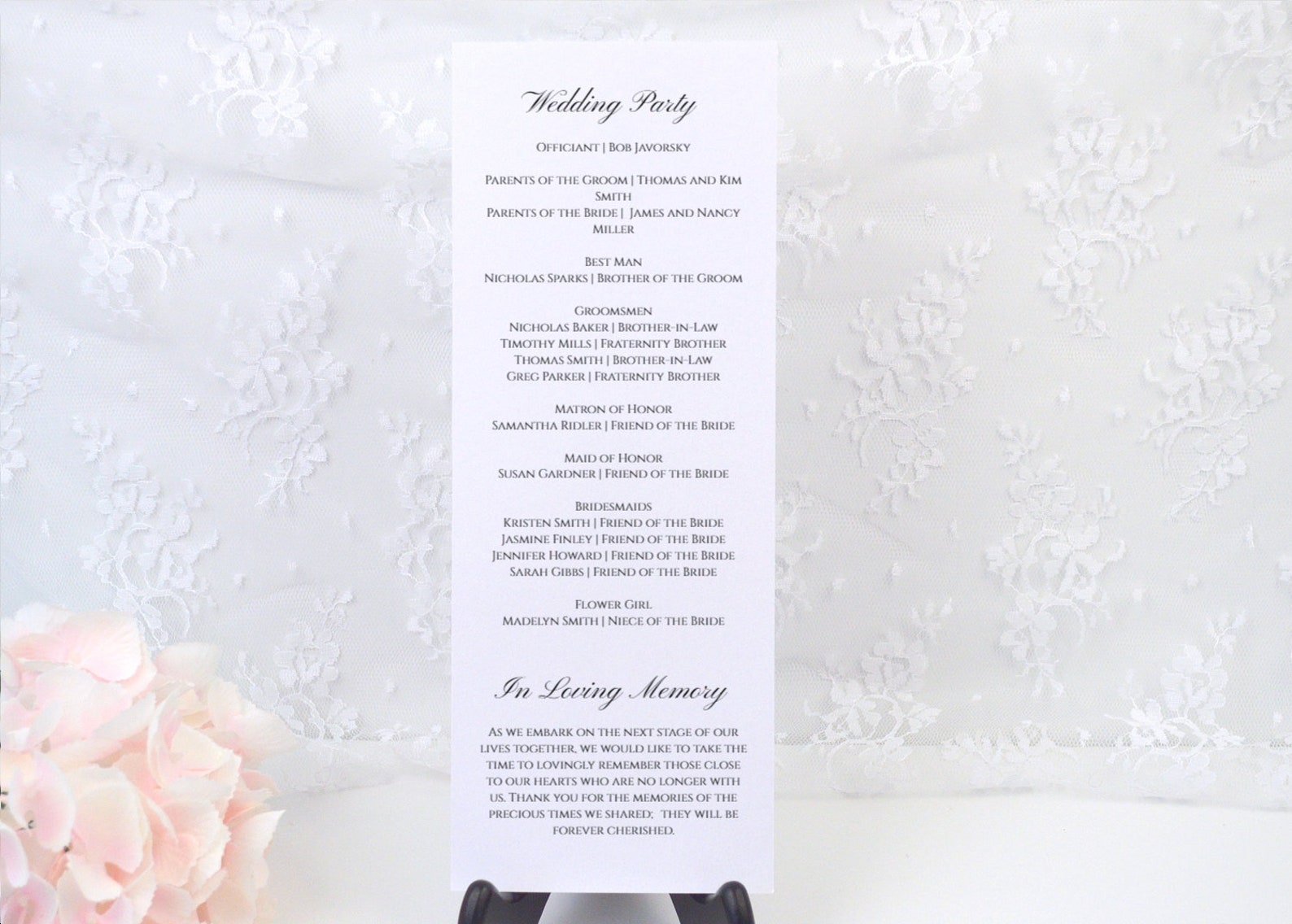 PRINTED Wedding Ceremony Program Custom Program Long Tea - Etsy