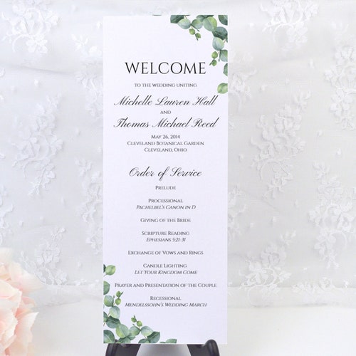 PRINTED Wedding Ceremony Program Custom Program Long Tea - Etsy