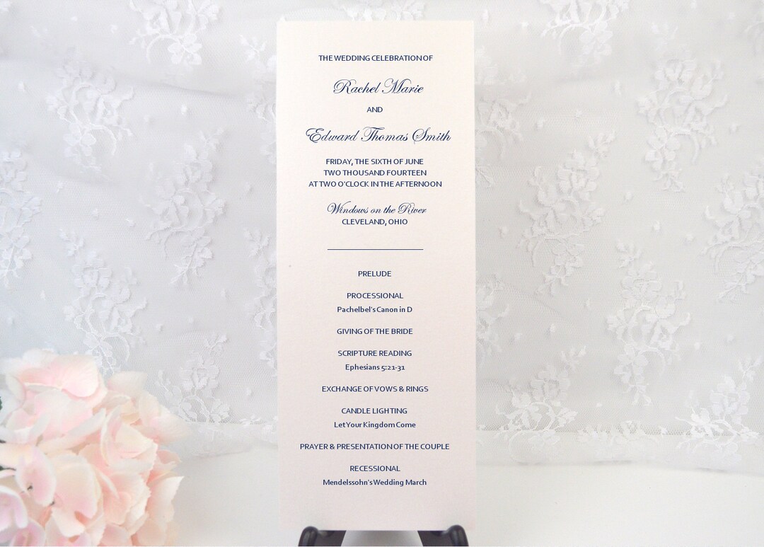 PRINTED Wedding Ceremony Program, Custom Program, Long Tea Length ...
